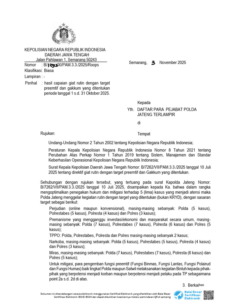 Surat B-12913 Capaian Target Giat Rutin Dengan Target Yang Ditentukan-4 ...