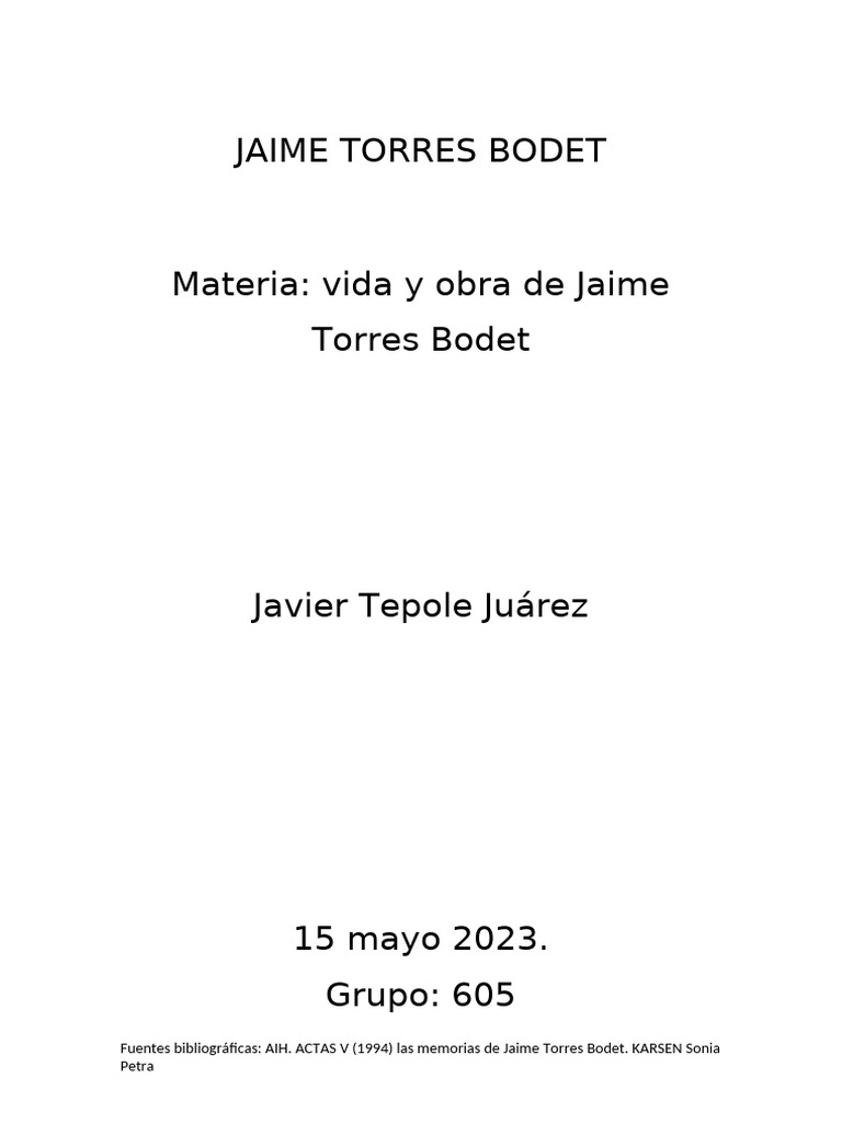 Vida y Obra de Jaime Torres Bodet | PDF | México