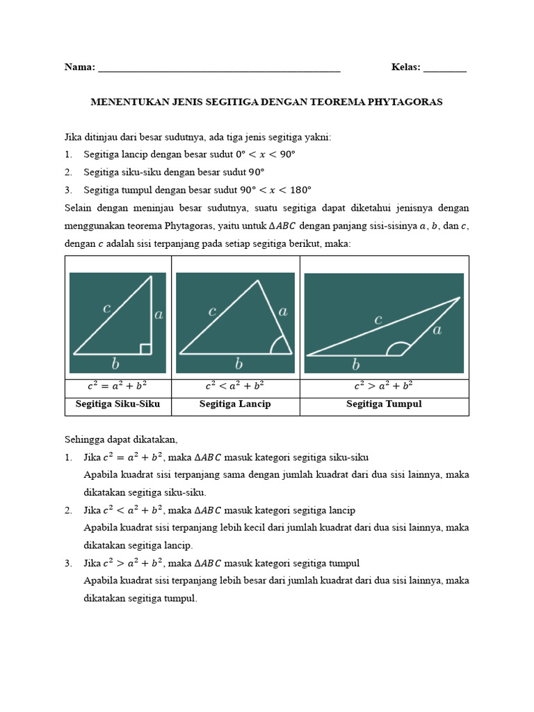 Jenis Segitiga dengan Phytagoras | PDF