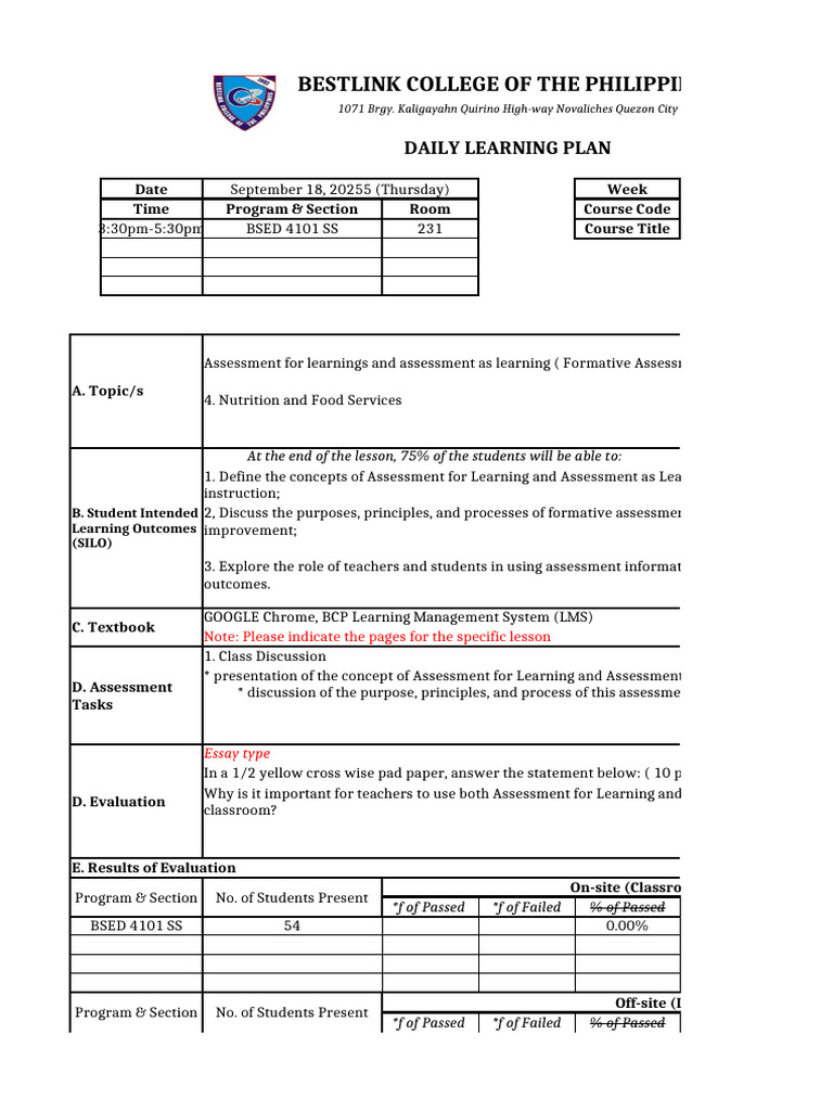 FS1_Week13_LearningPlan | PDF | Learning | Pedagogy