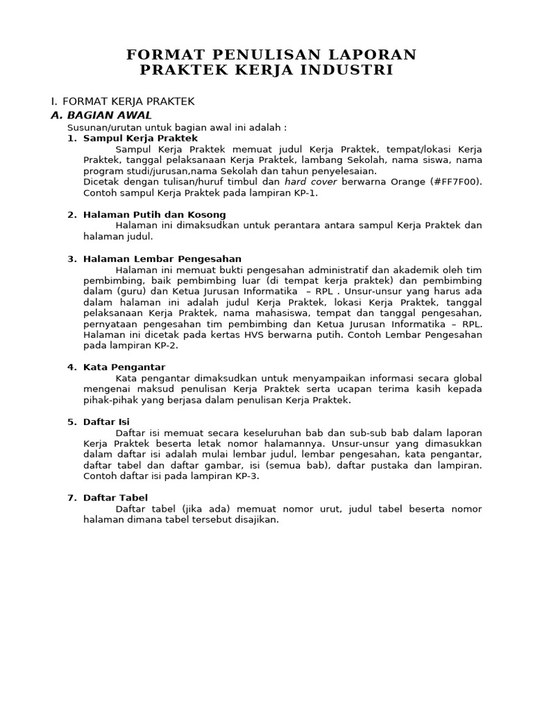 Format Laporan Kerja Praktek Industri | PDF