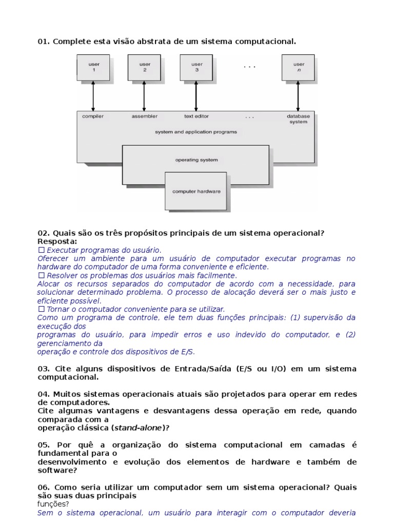 Questionário SO I - RESPOSTAS | PDF | Kernel (sistema operacional ...
