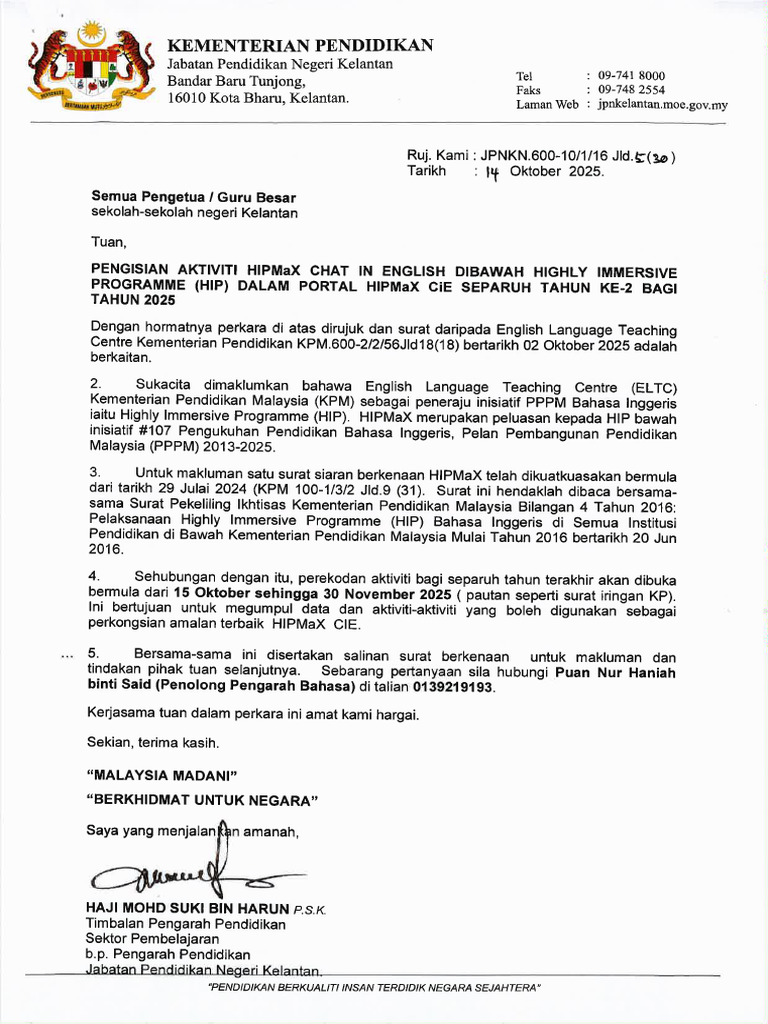 PENGISIAN AKTIVITI HIPMaX CHAT IN ENGLISH DIBAWAH HIGHLY IMMERSIVE ...