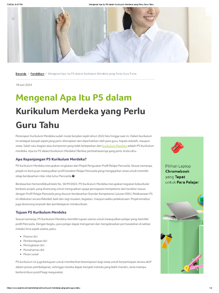P5 Kurikulum Merdeka: Panduan untuk Guru | PDF