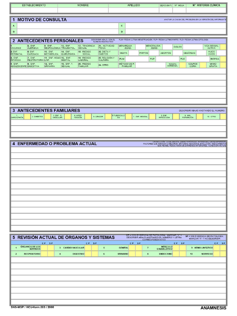 Forma. 003 Anamnesis - Examen Fisico _ TOAZ | PDF