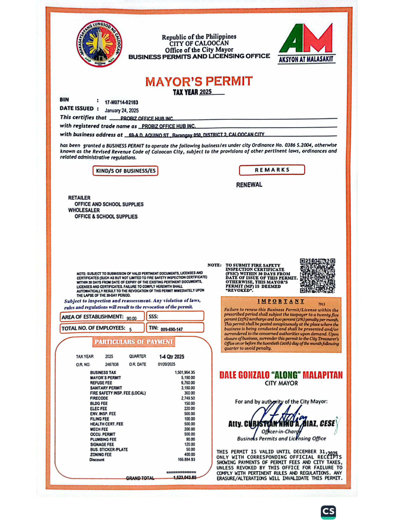 Permit 2025 (Caloocan) | PDF