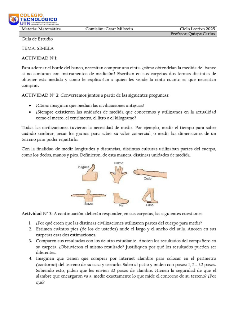 Guía de Estudio sobre Medidas y SIMELA | PDF | Sistema Internacional de ...