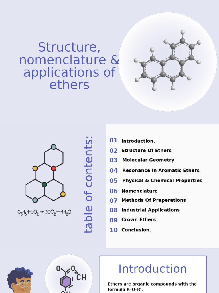 Structure, Nomenclature & Applications of Ethers | PDF | Ether ...