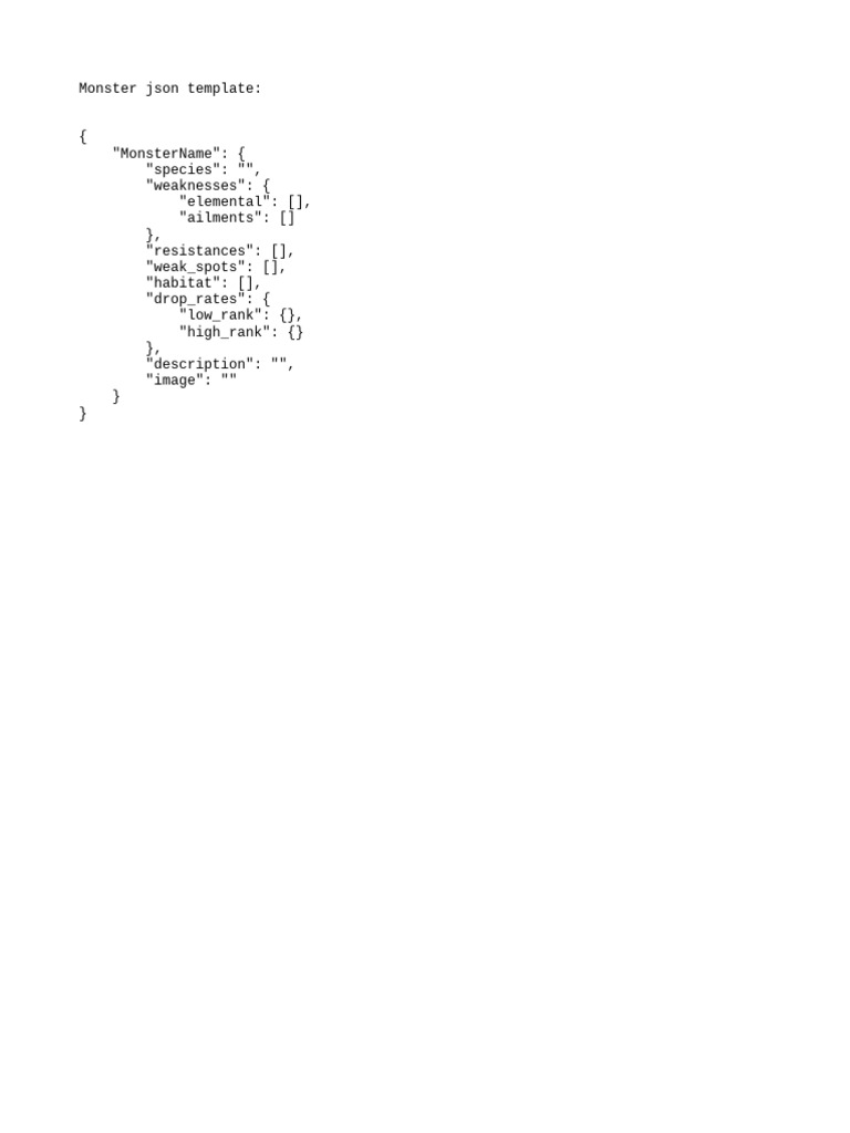 Monster Json Template | PDF
