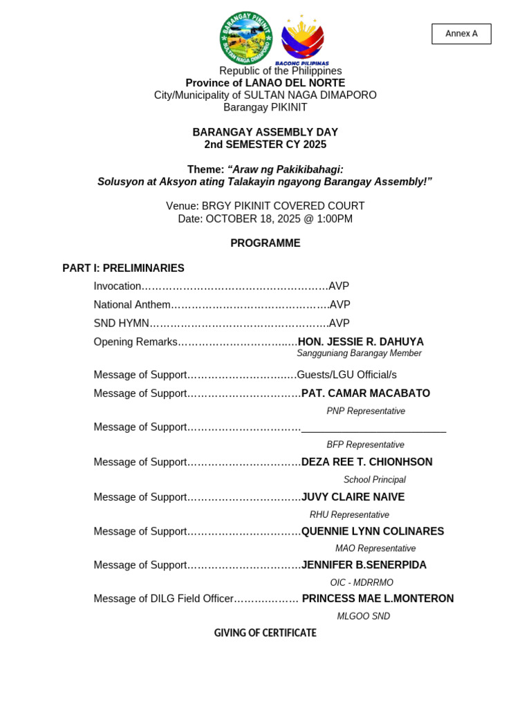 Annex A - Programme Template | PDF