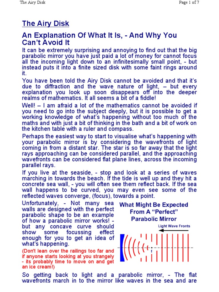 Airy Disk | PDF | Diffraction | Mirror