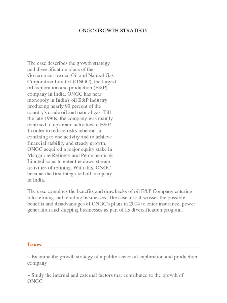 ONGC's Growth and Diversification Strategy | PDF | Petroleum | Economies