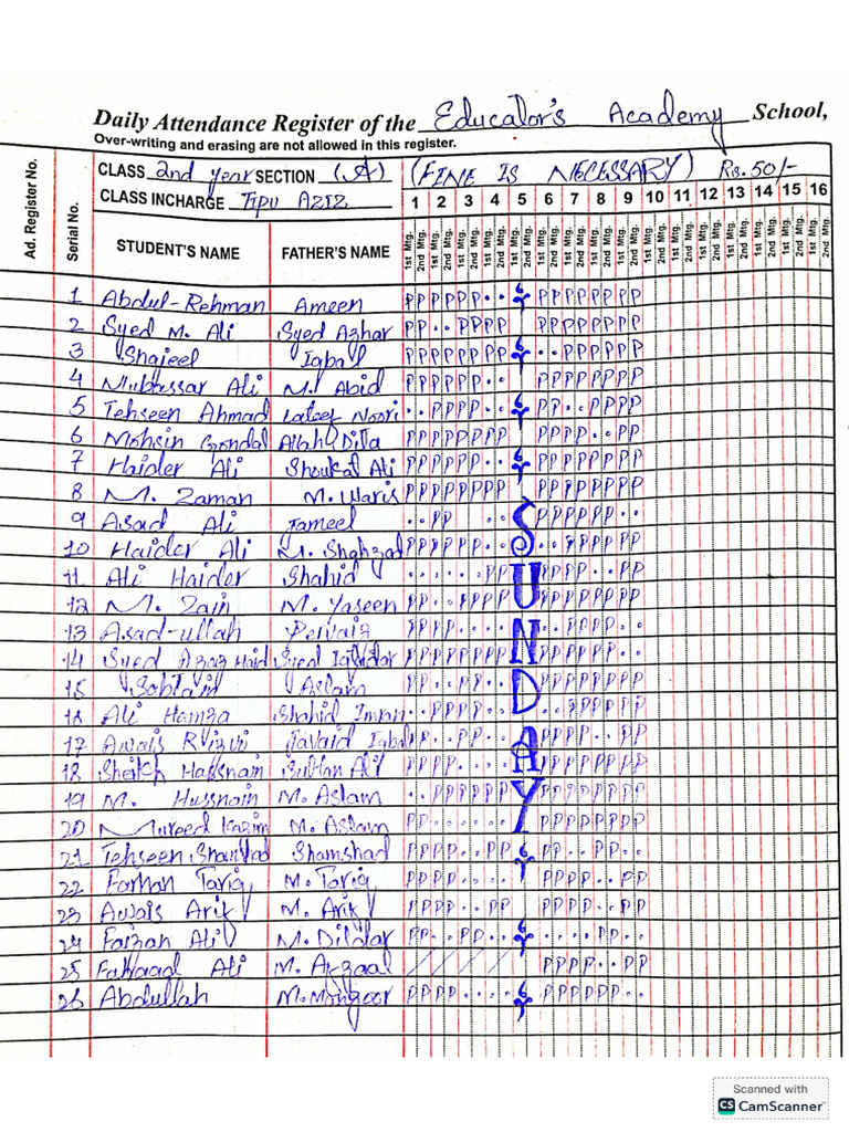(2nd Year Daily Attendance) | PDF