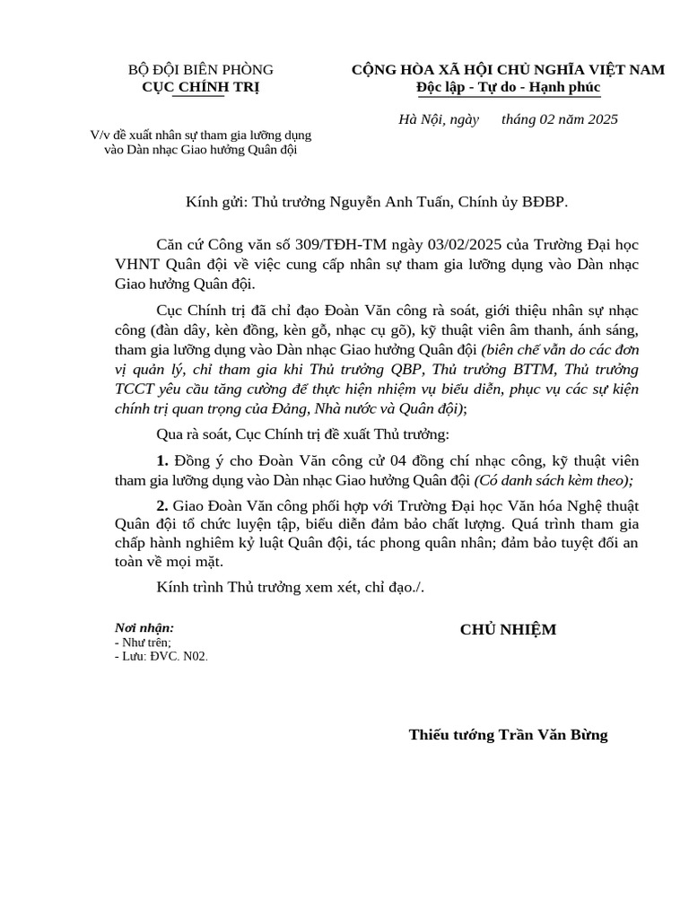 Cv Dàn Nhạc Giao Hưởng Quân Đội Bc Btl | PDF