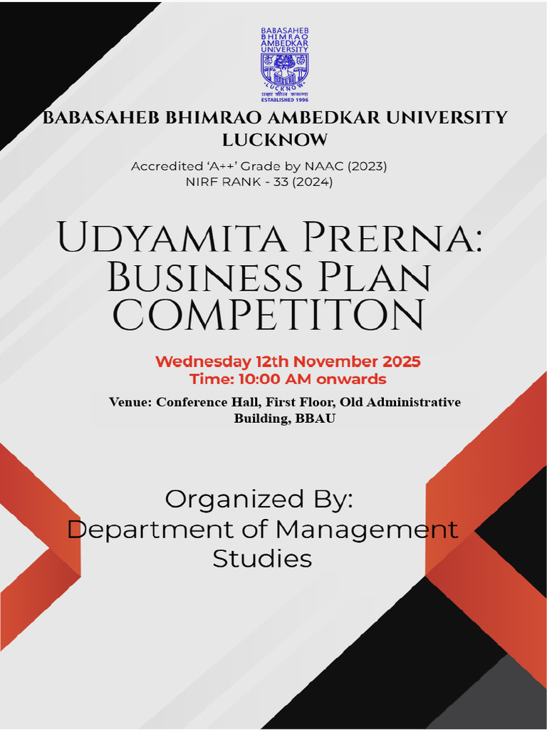 BBAU Business Plan Competition 2025 | PDF | Entrepreneurship | Business ...