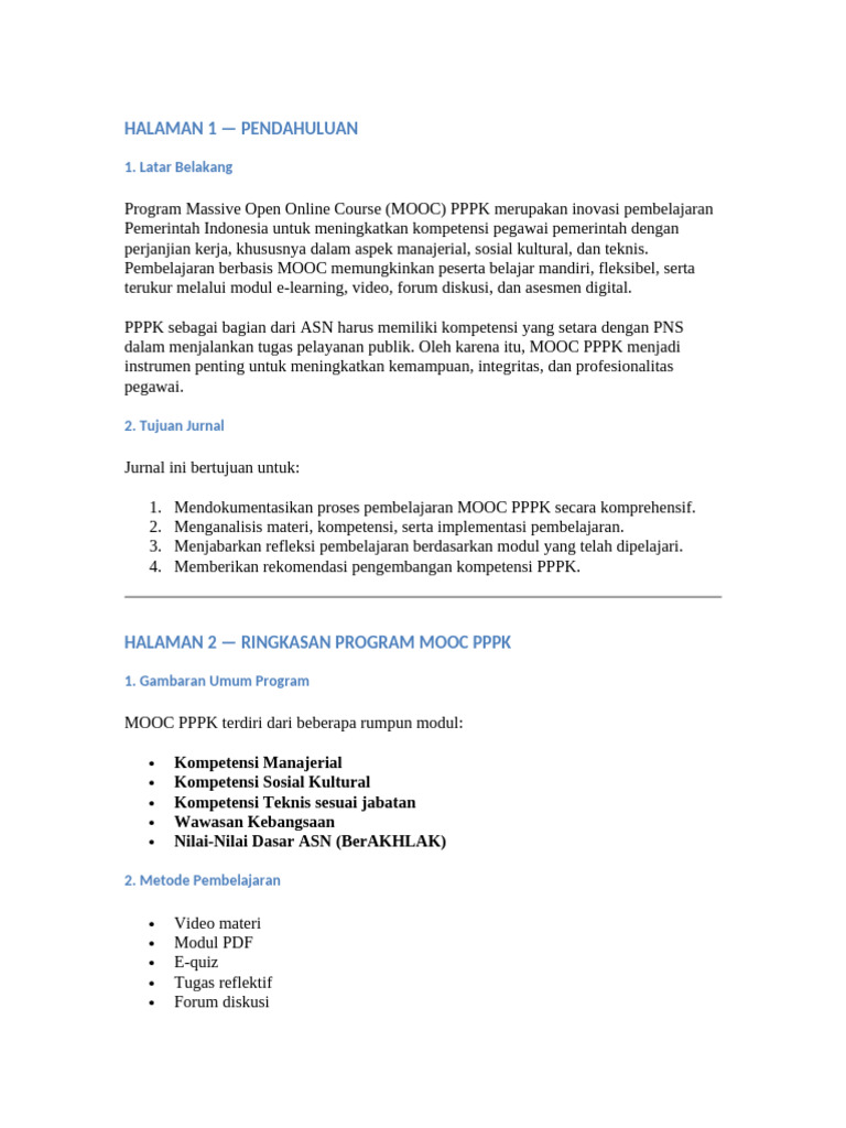 Jurnal Mooc PPPK November 2025 Fix | PDF