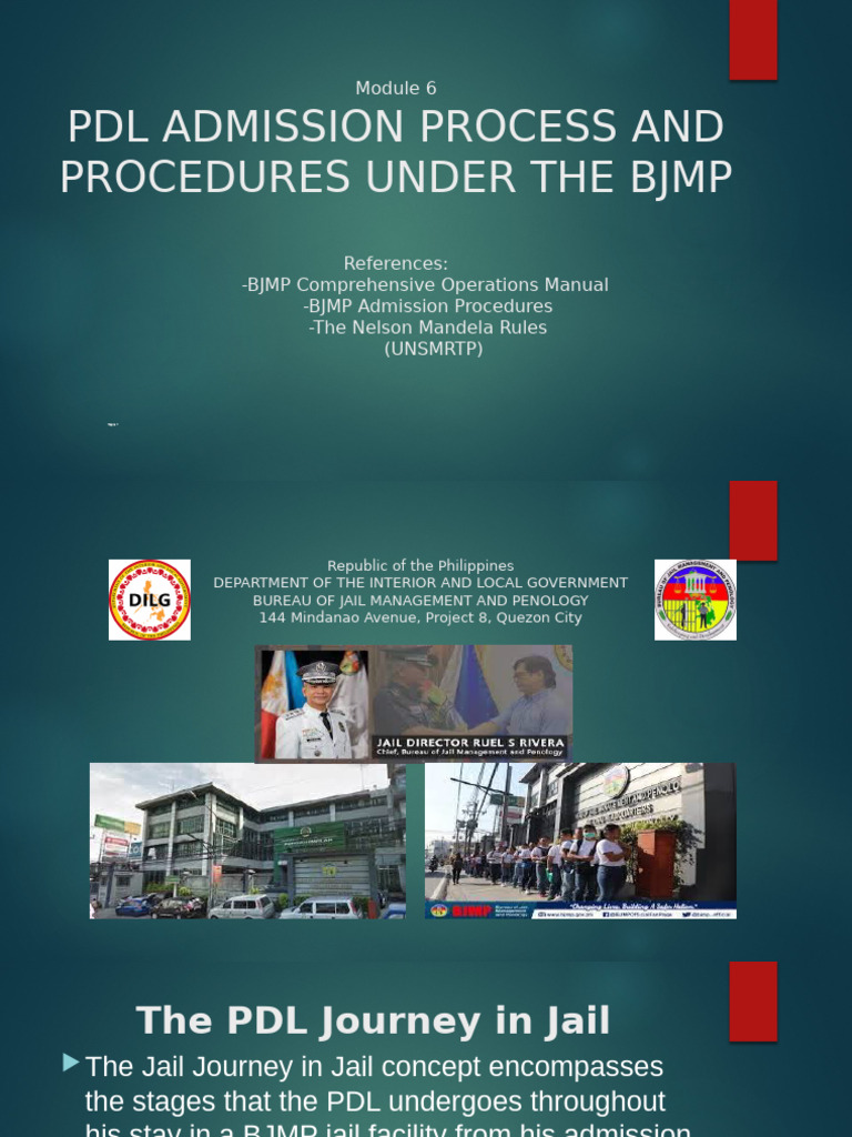 PDL Admission Process in BJMP Facilities | PDF | Arrest Warrant | Prison
