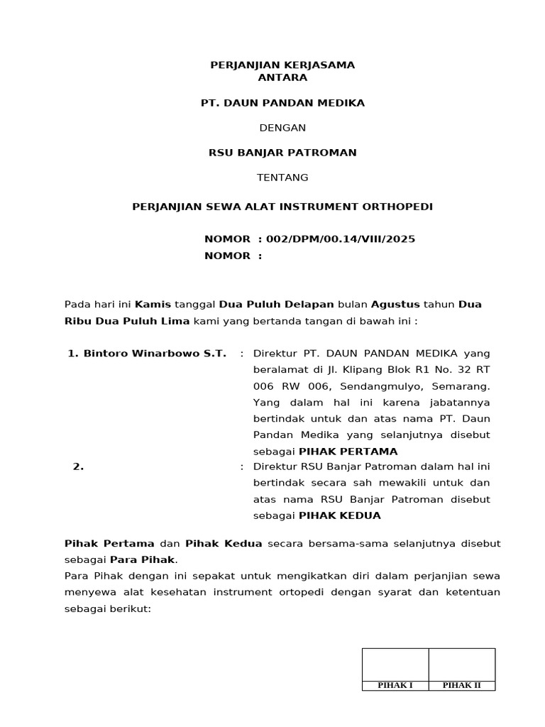02. Surat Perjanjian Sewa Menyewa Instrument - RSU Banjar Patroman 28 ...