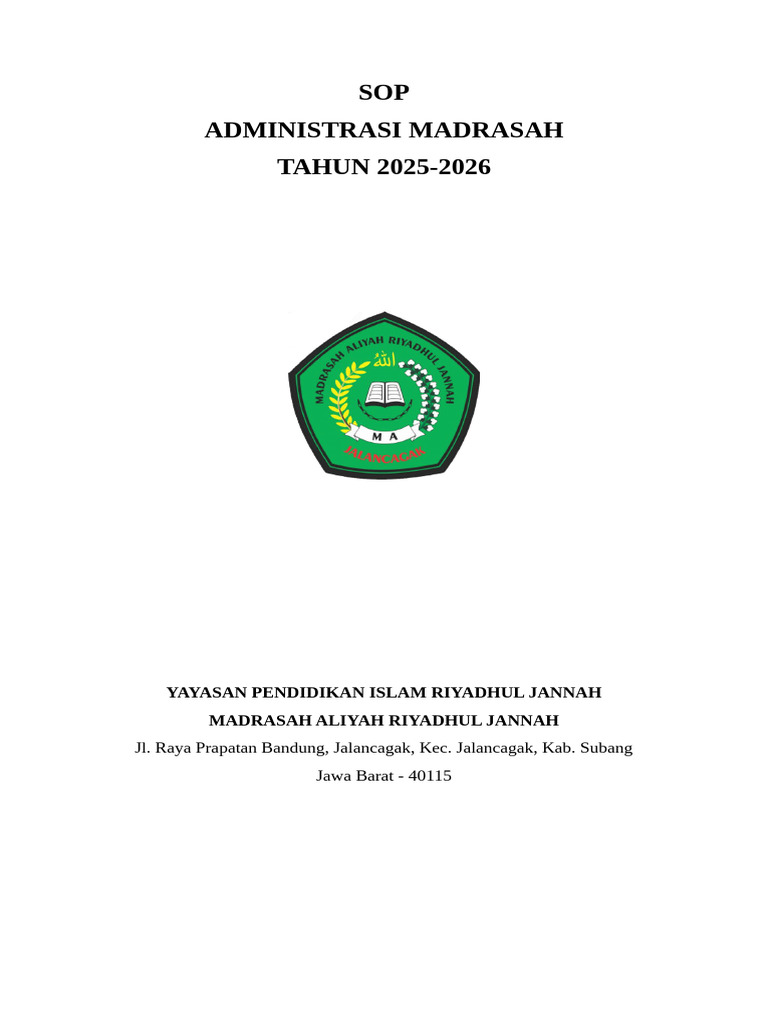 2.9.3.c Sop Administrasi Madrasah 2025 | PDF