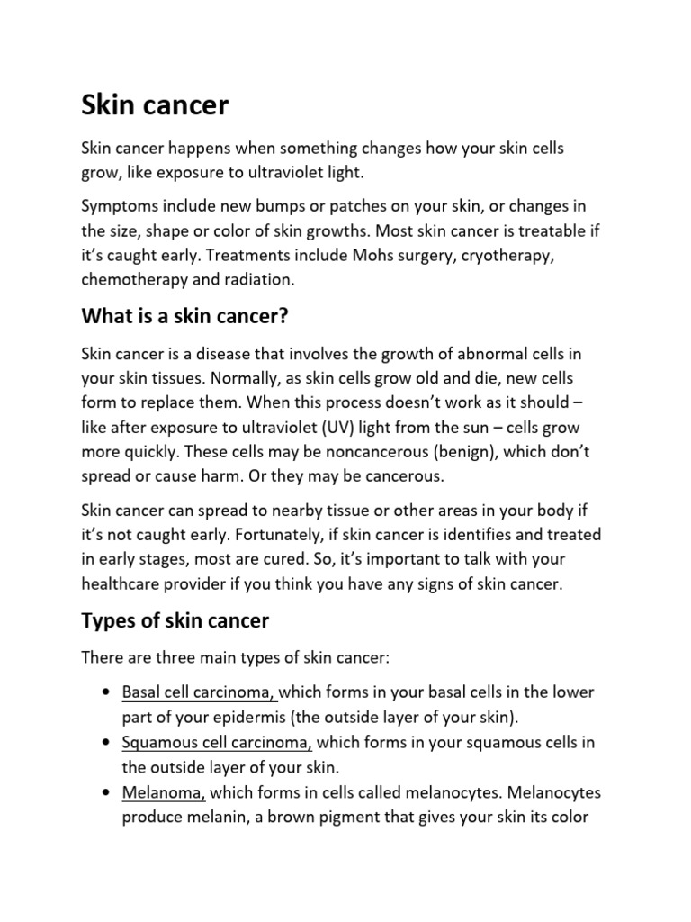 Skin Cancer (Reference No. A2500) | PDF | Skin Cancer | Diseases And ...