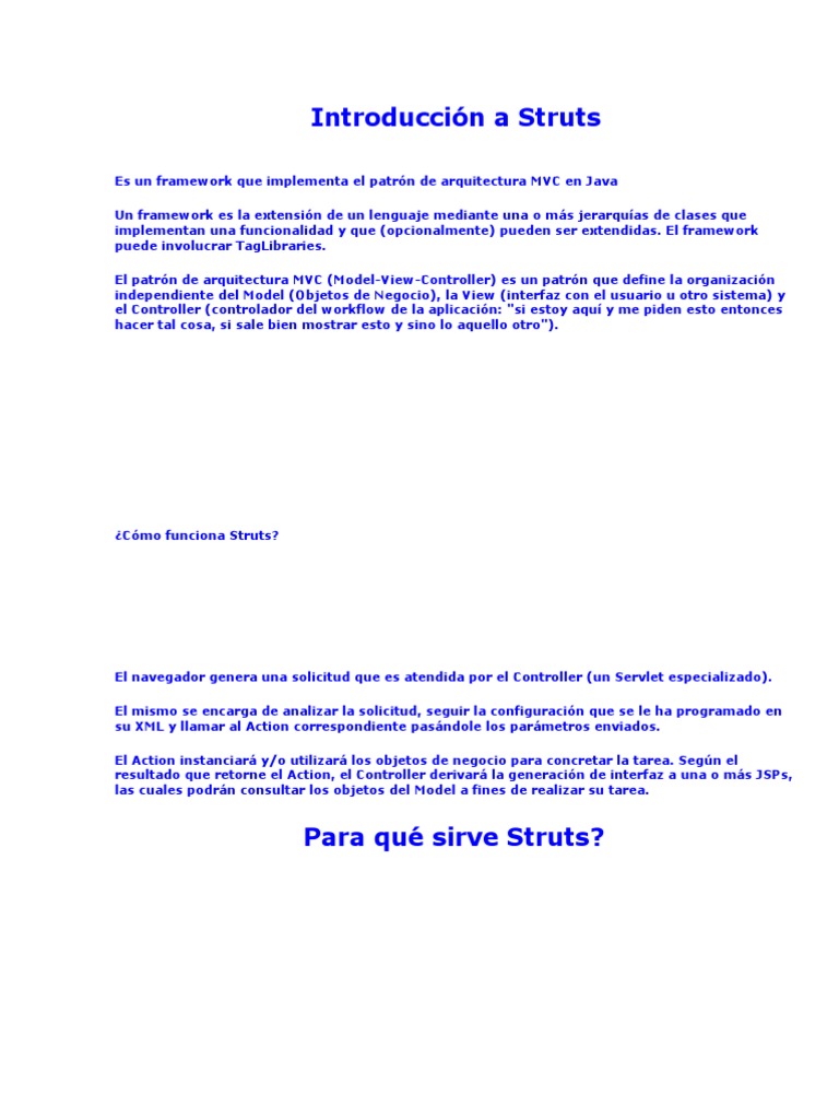 Introducción A Struts | PDF | Páginas del servidor Java | Marco de software