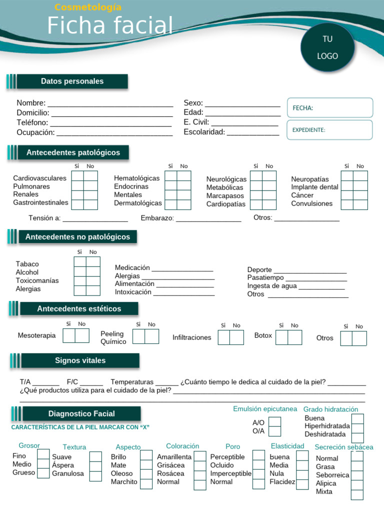 Ficha Facial para Evaluación Estética | PDF | Especialidades Medicas ...