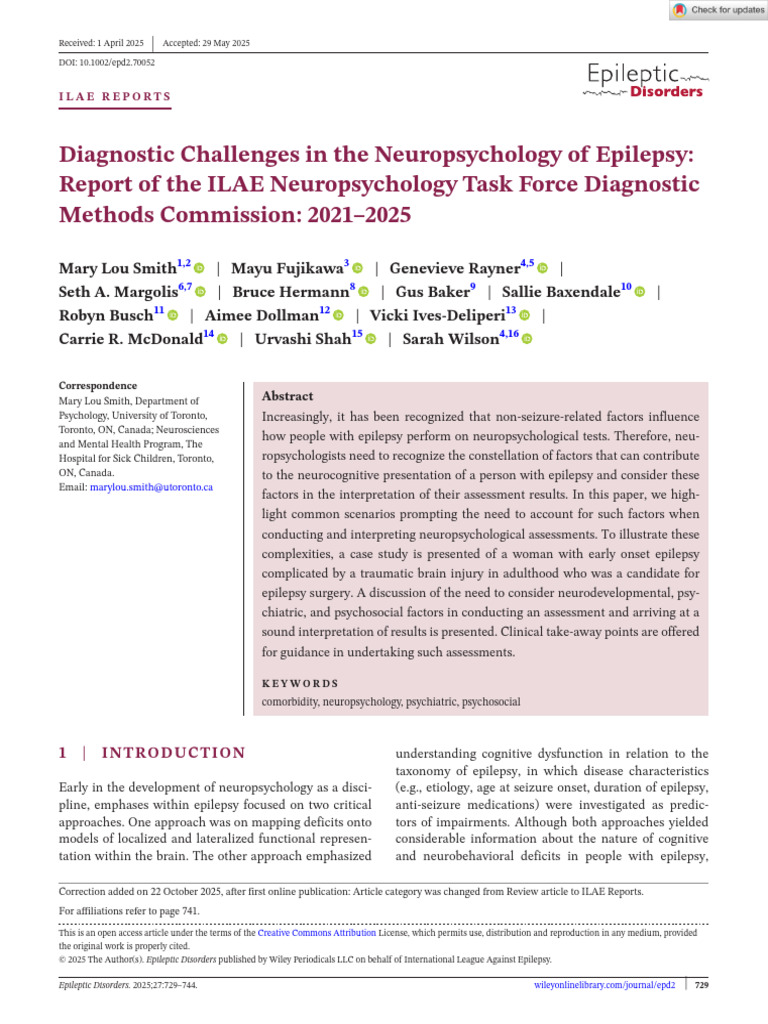 Neuropsychology Challenges in Epilepsy | PDF | Epilepsy | Neuropsychology