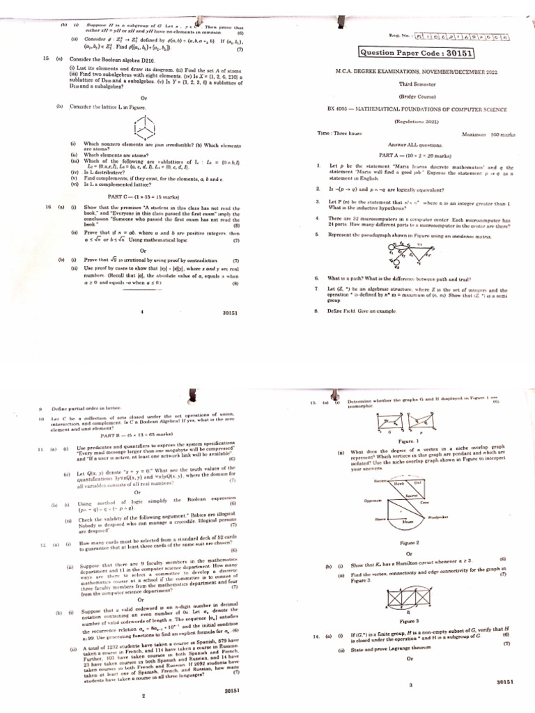 BX4005 & BX4006 Previous Year University Question Paper | PDF