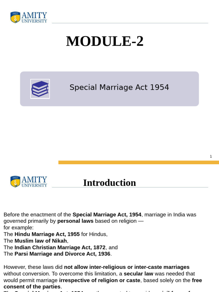 Overview of the Special Marriage Act 1954 | PDF | Marriage | Divorce