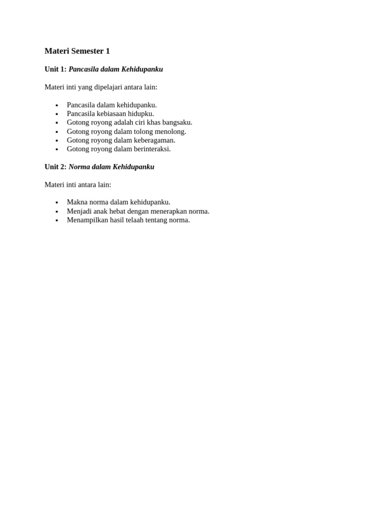 Materi Semester 1 PKN | PDF