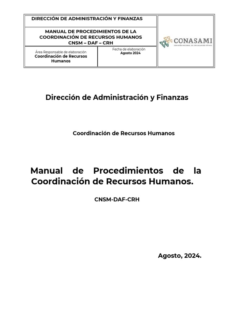 Manual de Procedimientos de La Coordinaci N de Recursos Humanos | PDF | Gestión de recursos ...