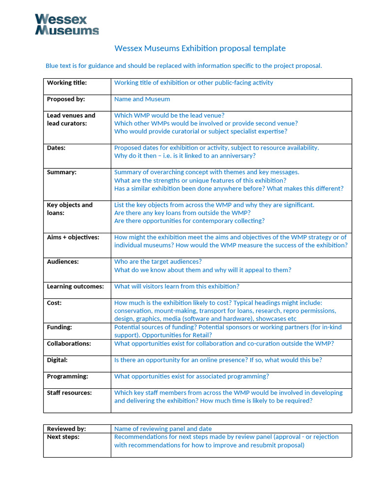 Wessex Museums Exhibition Proposal Template | PDF | Curator | Museum