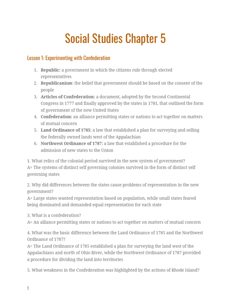 Social Studies Chapter 5 | PDF | Constitutional Convention (United ...