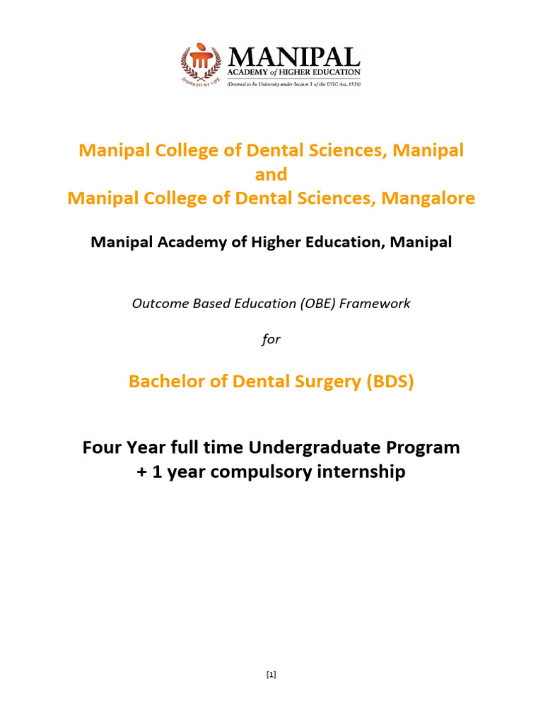 OBE Framework For BDS-Detailed Curriculum | PDF | Common Carotid Artery | Dental Degree