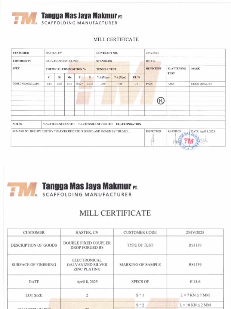 Mill Certificate | PDF