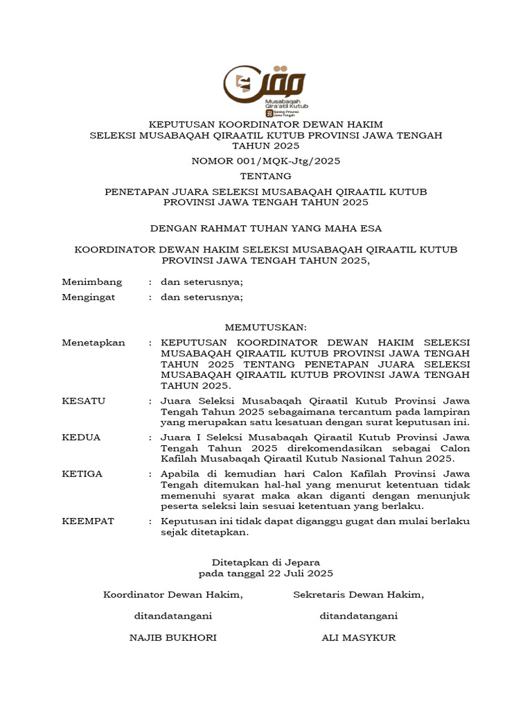 Juara Musabaqah Qiraatil Kutub 2025 | PDF