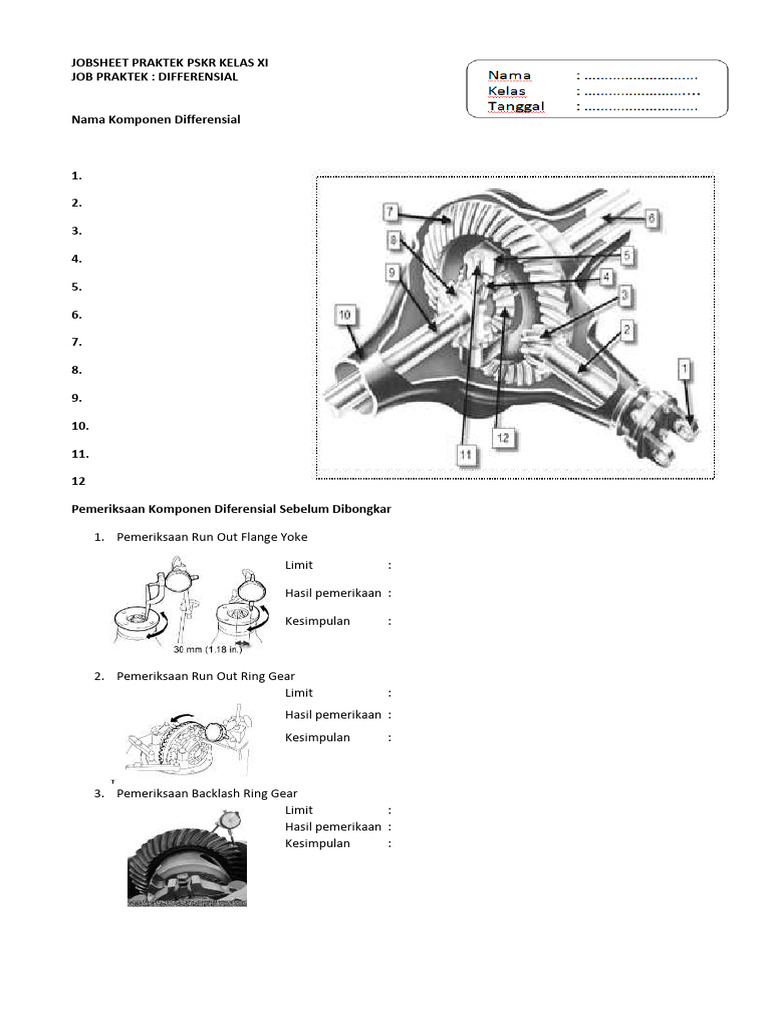 Jobsheet Differensial Kelas XI Dengan Panduan | PDF
