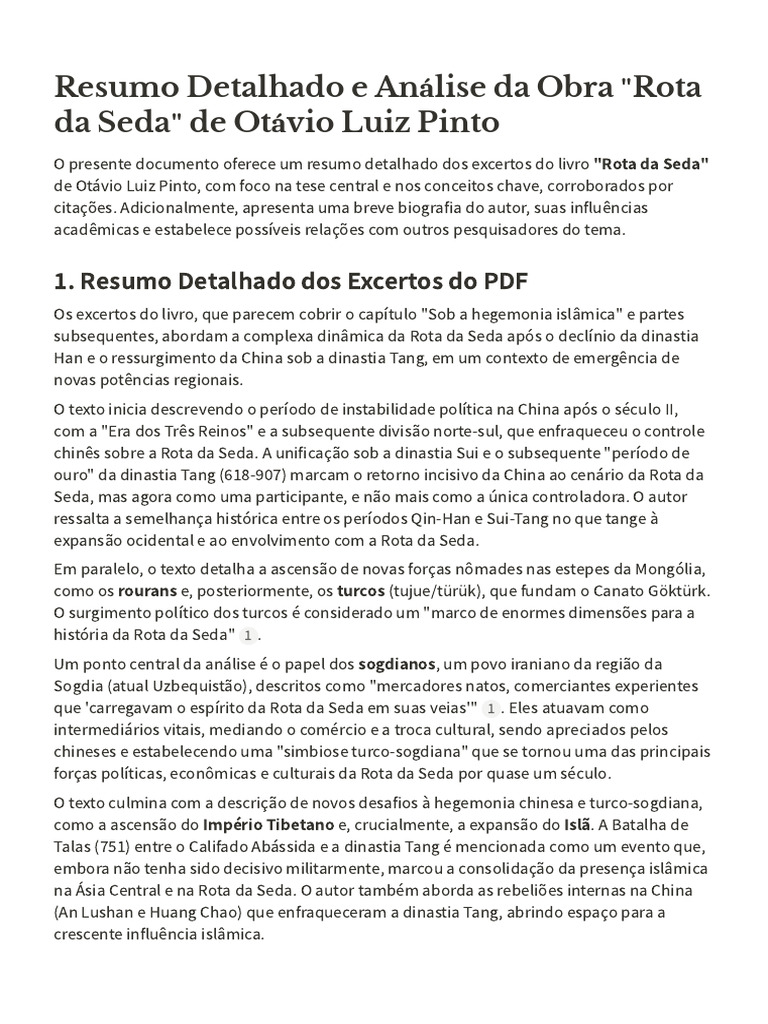 Resumo Detalhado e Análise Da Obra Rota Da Seda | PDF | Rota da Seda | China