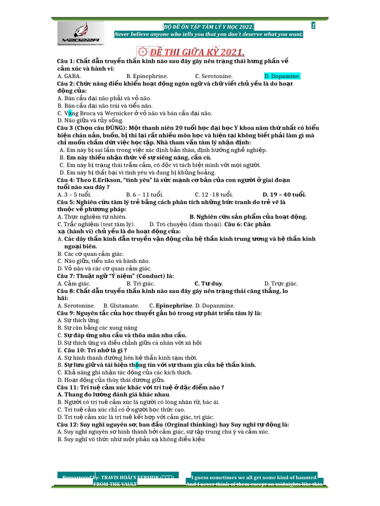 Bộ đề ôn của Travis Hoài | PDF