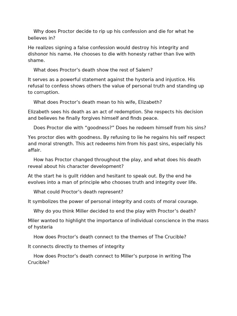 Crucible Act 4 Discussion Questions | PDF