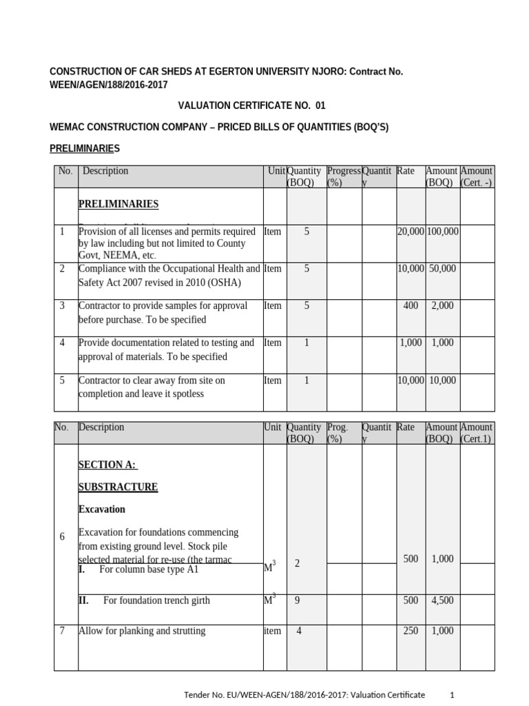 Valuation Certificate - Format For Wemac | PDF | Welding | Construction