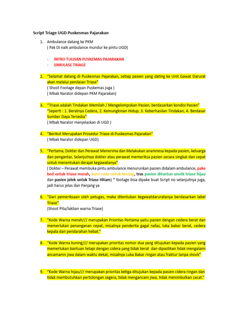 Script Triage UGD Puskesmas Pajarakan | PDF