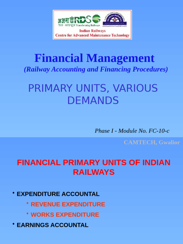 FC-10-c-STRUCTURE OF RLY ACCOUNTS & DEMANDS | PDF | Expense | Cheque
