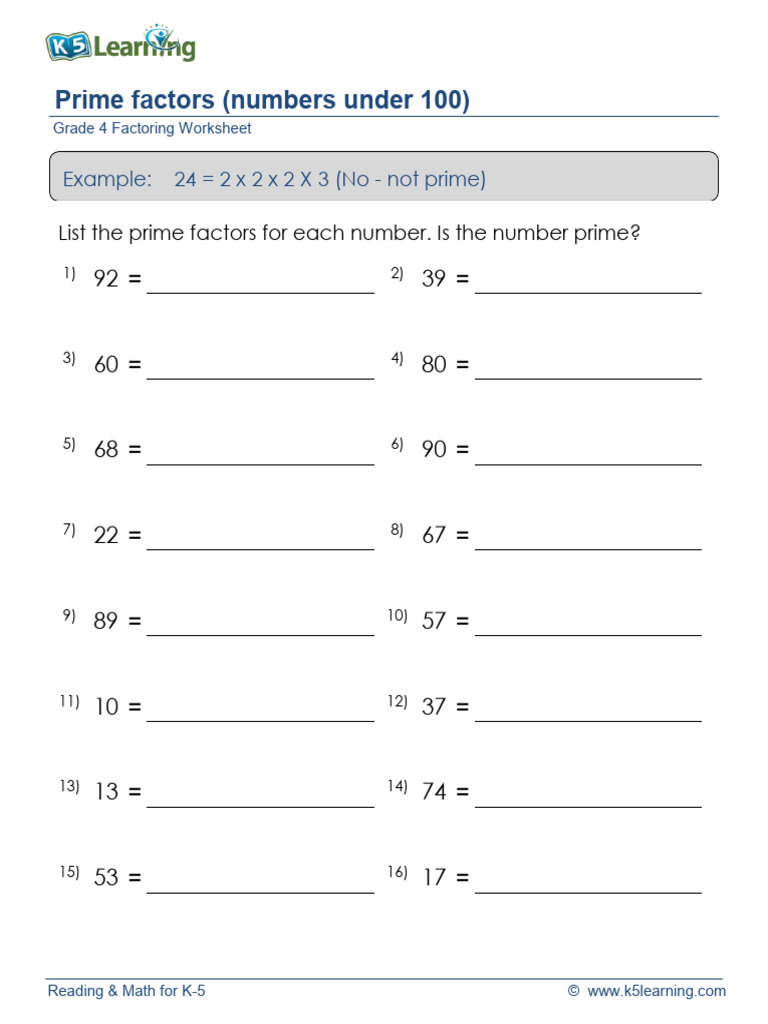 Grade 4 Prime Factors C | PDF