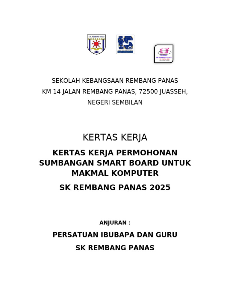 Kertas Kerja Mohon Smartboard | PDF