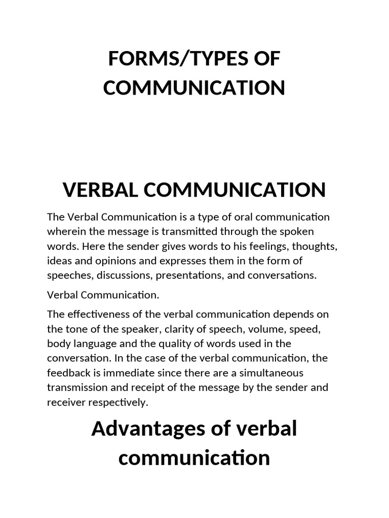 Types and Advantages of Communication | PDF | Communication | Nonverbal ...
