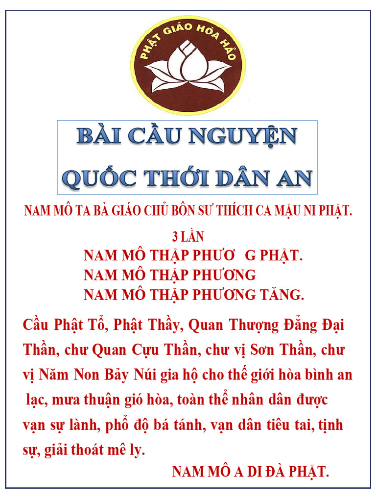 Bài Cầu Nguyện Quóc Thới Dân An | PDF