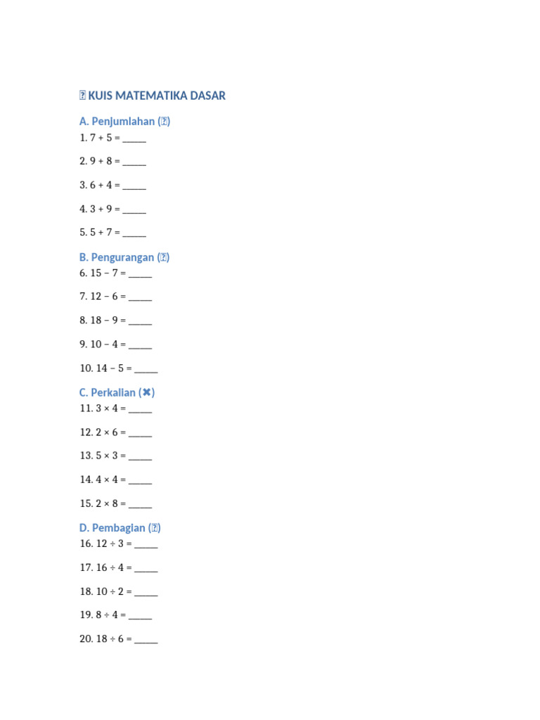 Kuis Matematika Dasar | PDF