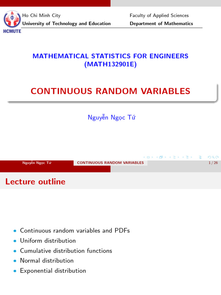 Lecture 3_Continuous RVs | PDF | Probability Density Function | Probability Distribution