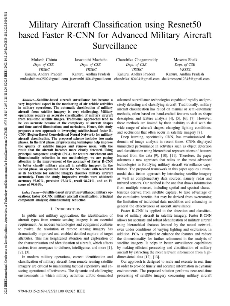 Military Aircraft Classification Using Resnet50 Based Faster R-CNN For ...